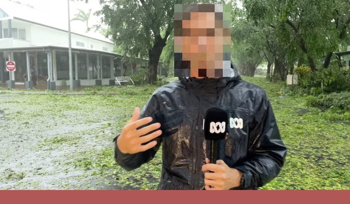 Heroic ABC Journalist Insists On Standing In Rain During Cyclone